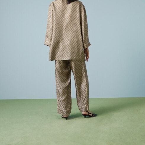 GUCCI Gucci GG Supreme Monogram Wide-Leg Trousers